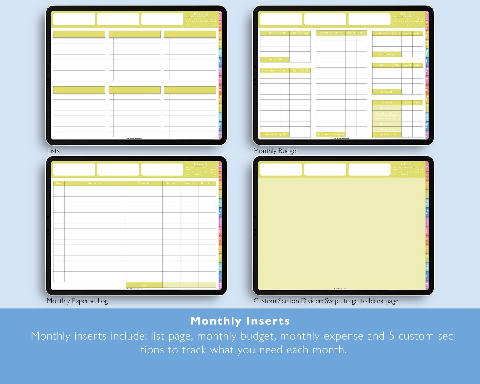 Undated Daily Digital Planner, Monthly Weekly Daily Agenda, Colorful ...