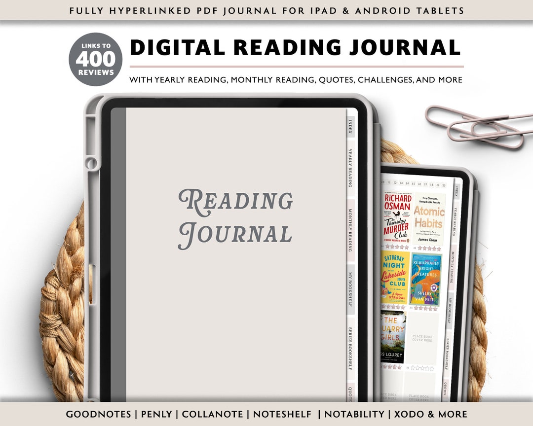 Digital Reading Journal, Goodnotes Book Review Planner With Lists ...