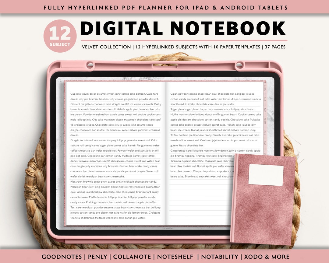 Digital Notebook Landscape, Realistic Digital Notebook, Goodnotes ...