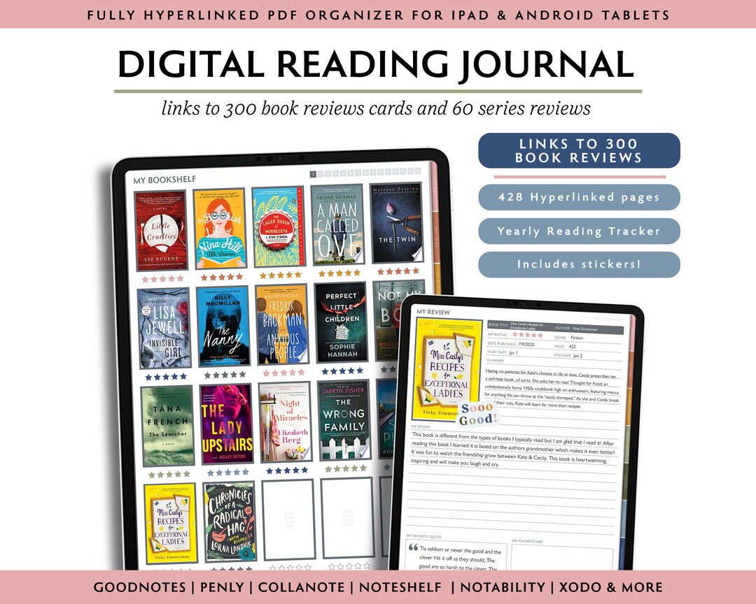 Digital Reading Journal, Digital Book Journal for Goodnotes, Book ...