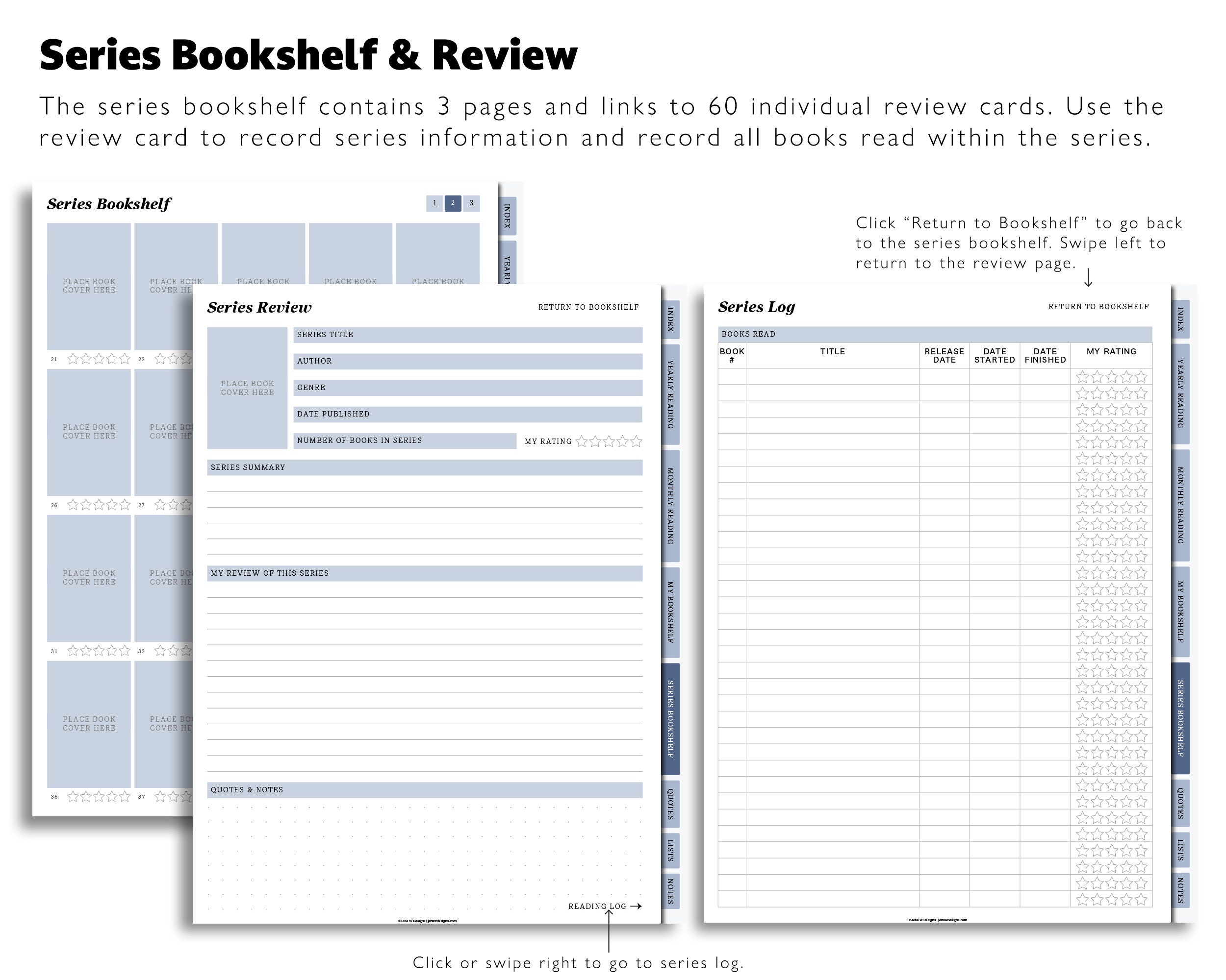Digital Reading Log, Goodnotes Book Tracker, Digital Book Review ...