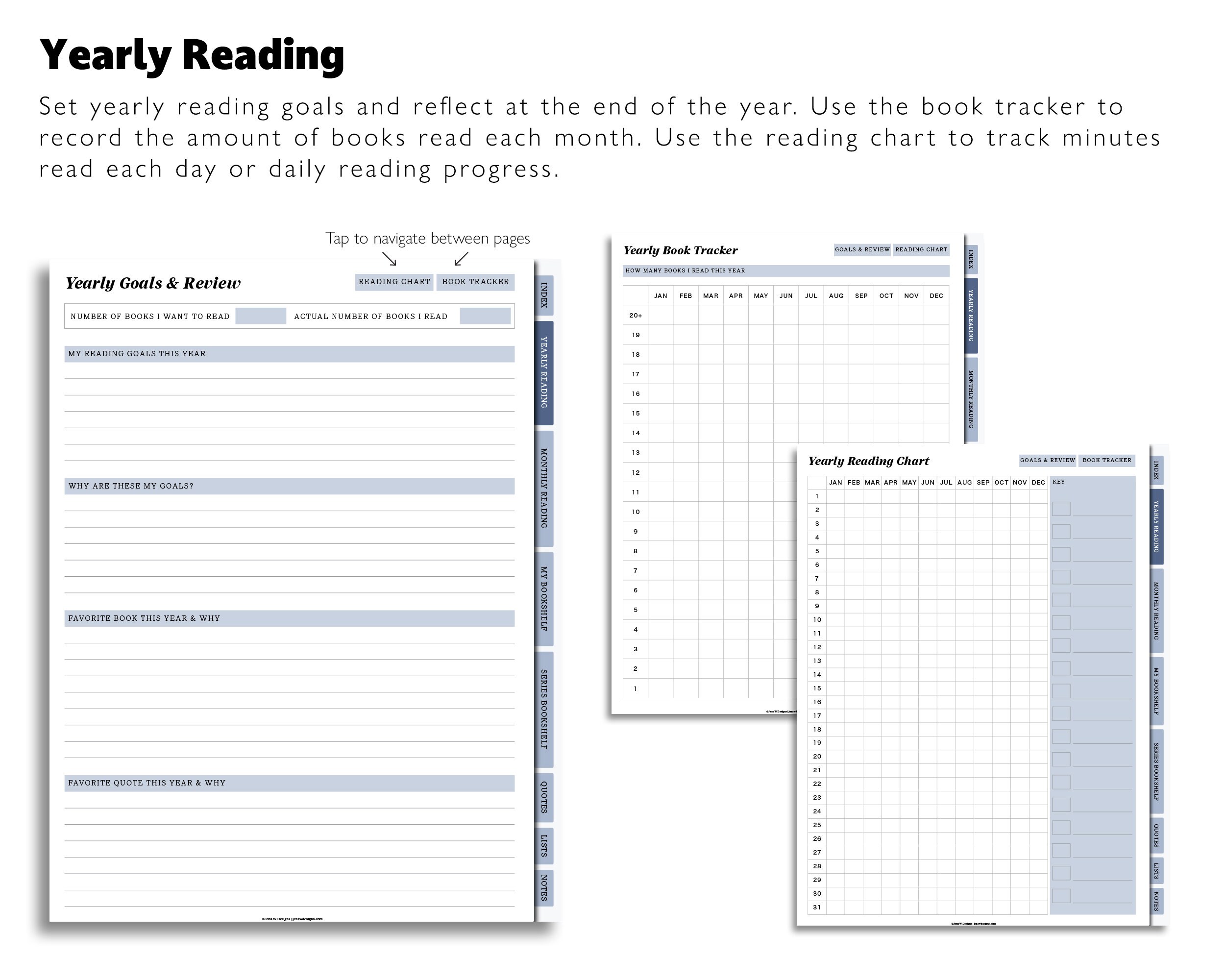 Digital Reading Log, Goodnotes Book Tracker, Digital Book Review ...