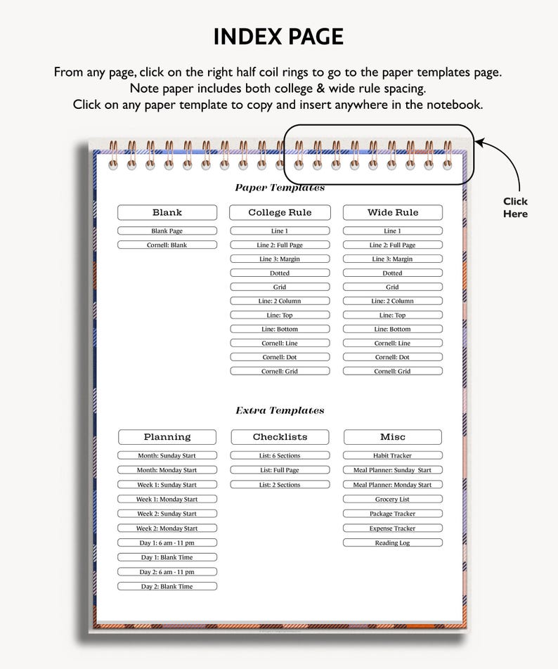 24 Subject Digital Notebook for Goodnotes, Cozy Colorful Plaid Digital ...
