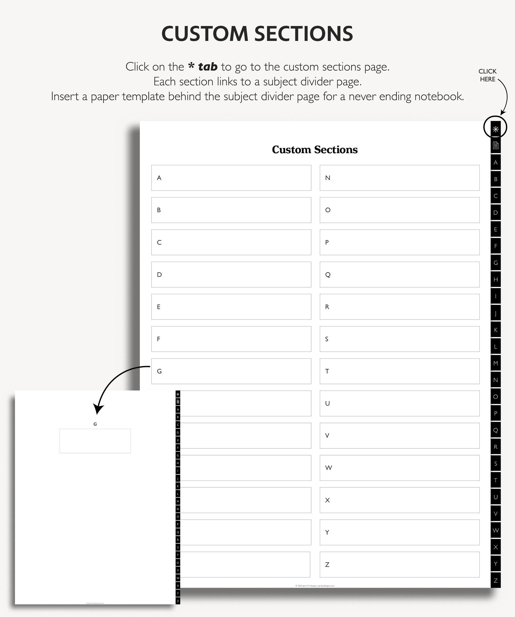 Minimal A-Z Tab Digital Notebook: 44 Templates (PDF) - Etsy