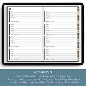 Realistic Digital Address Book, Landscape Goodnotes Contact Book, Phone ...