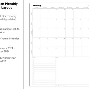 2024 Simple Goodnotes Planner, Basic Dated Monthly Weekly Planner ...