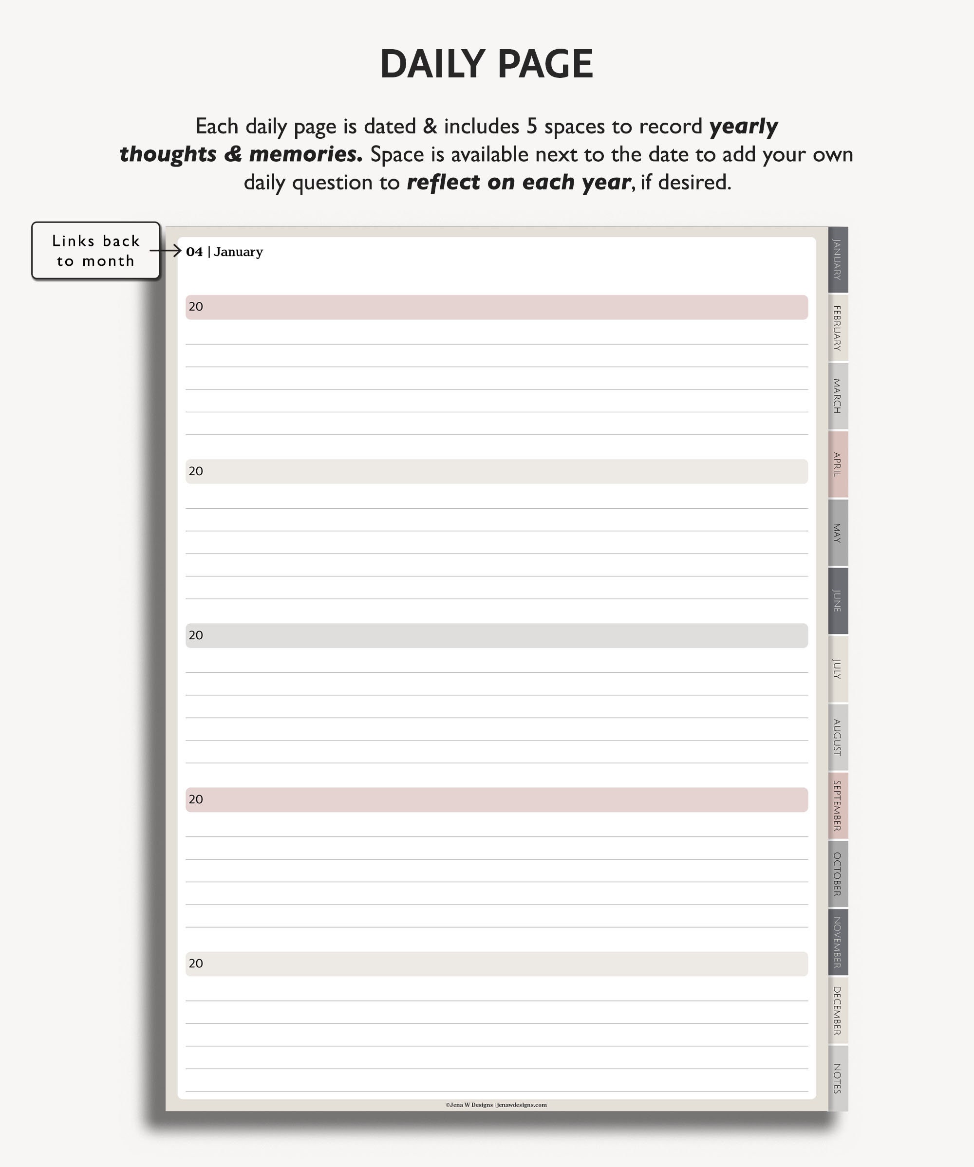 Five Year Daily Digital Journal, One Line A Day Journal, 365 Daily ...