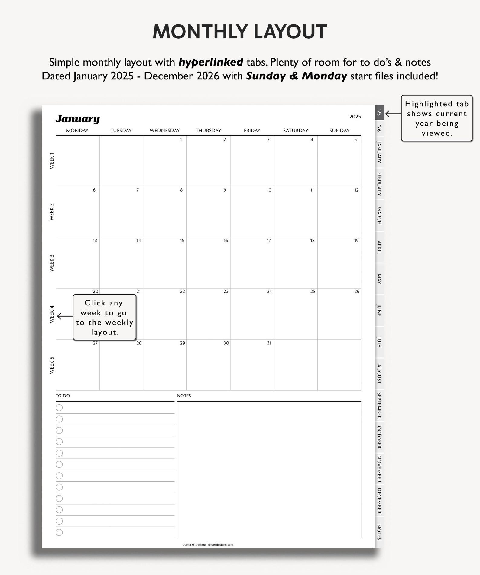 2025 2026 Two-year Weekly Digital Planner for iPad and Android Tablets ...