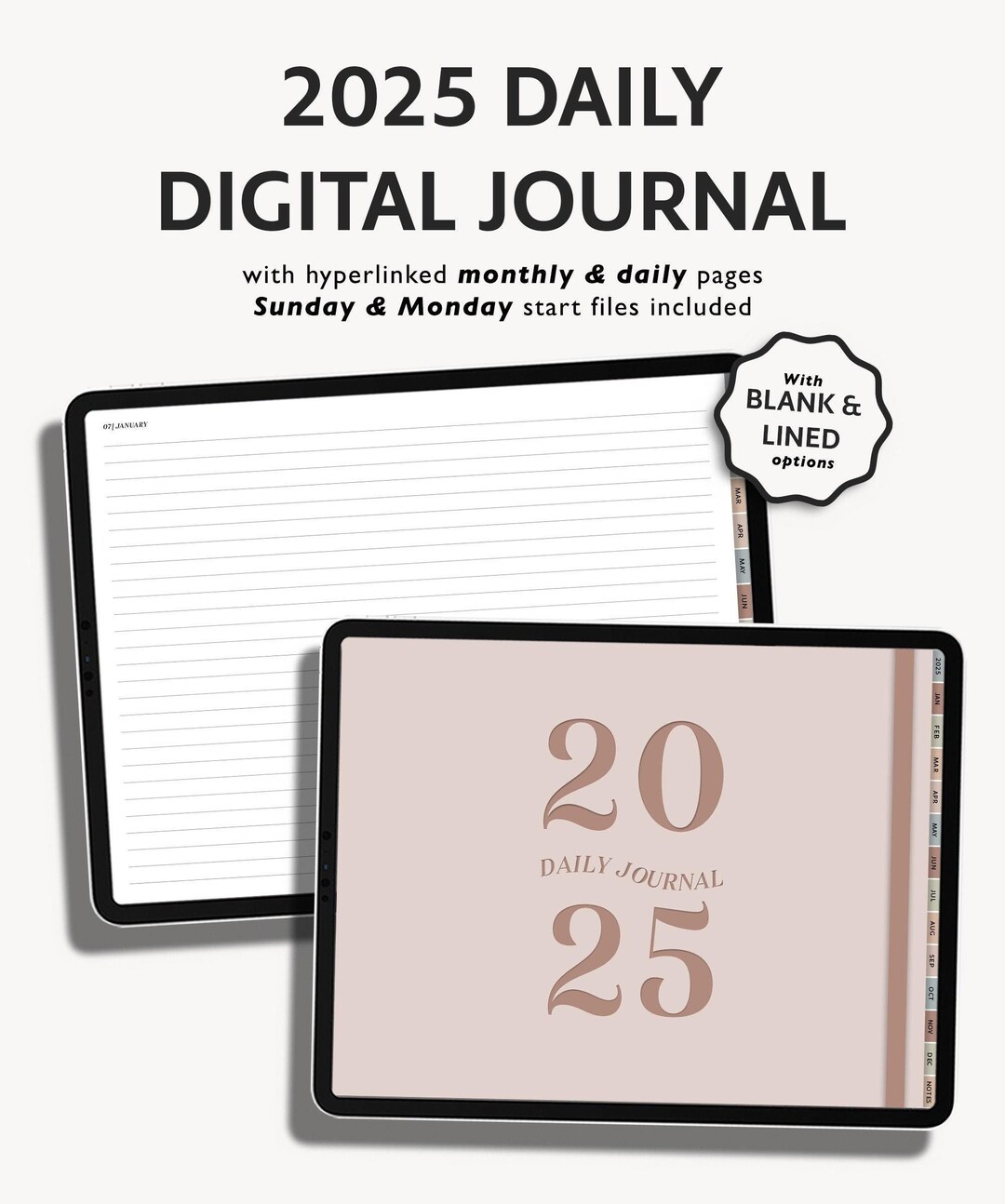 2025 Daily Digital Journal for iPad and Android Tablets, Hyperlinked ...
