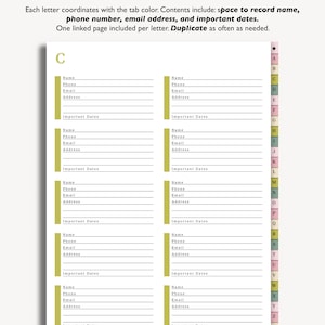 Digital Address Book: A-Z Hyperlinked Contact Book for Goodnotes (PDF ...