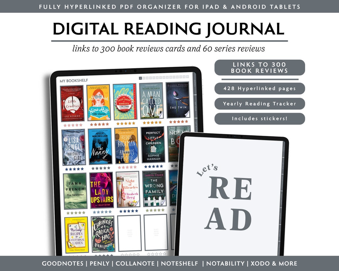 Digital Reading Journal for Goodnotes, Book Review Journal Template ...