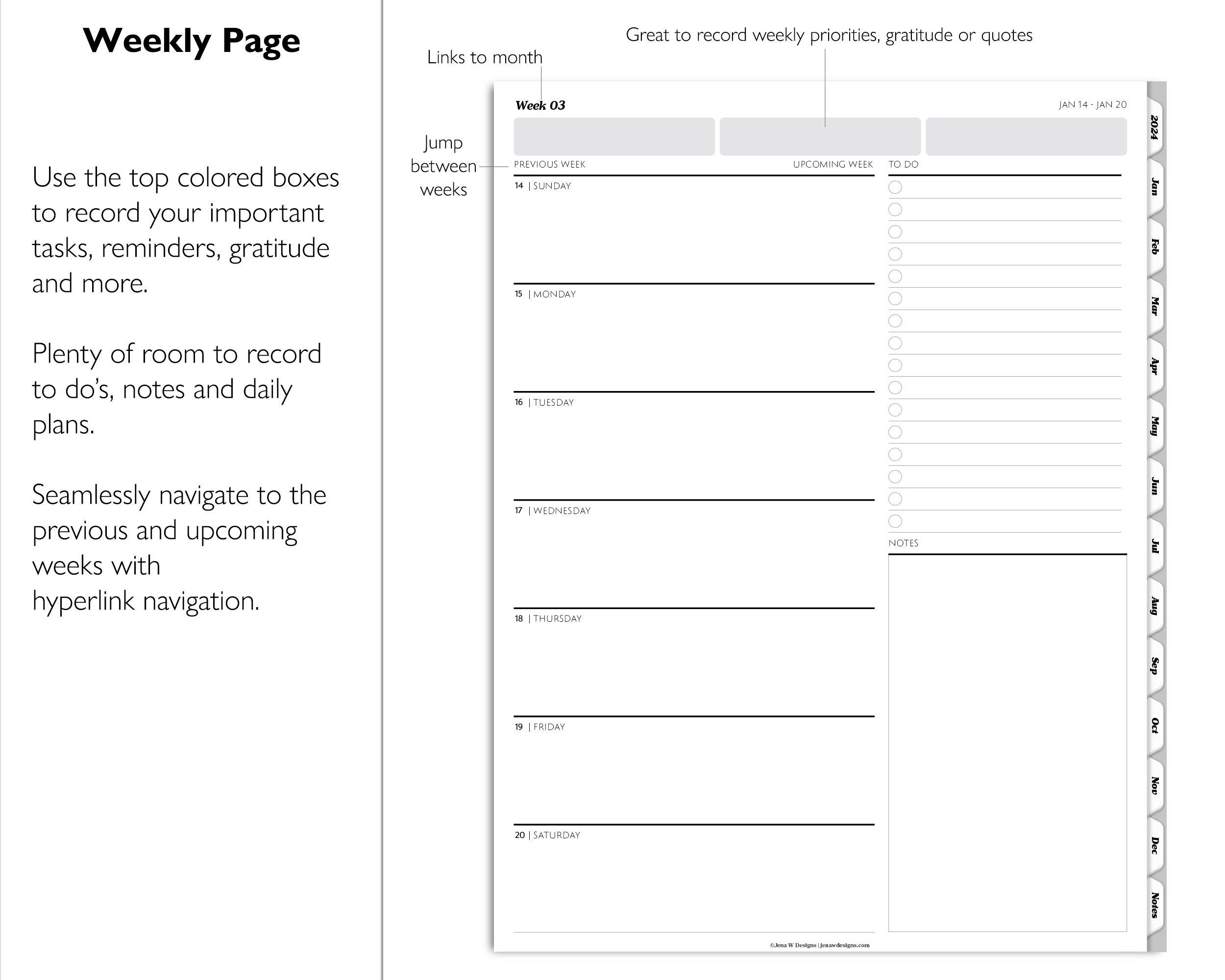 2024 Simple Goodnotes Planner Basic Dated Monthly Weekly - Etsy