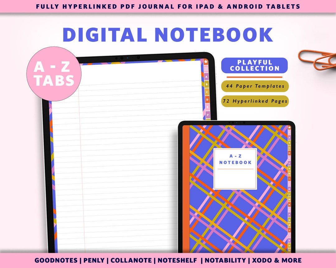 Colorful Digital A to Z Notebook, A to Z Tab iPad Notebook, Alphabet ...