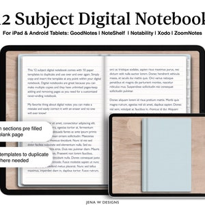 12 Subject Digital Notebook 2 Page Landscape Notebook | Etsy