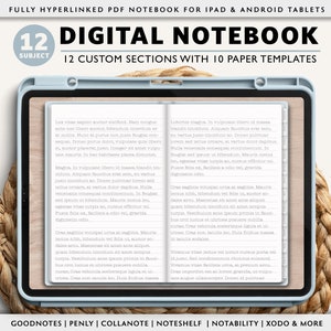 12 Subject Digital Notebook, 2 Page Landscape Notebook, Digital Journal ...