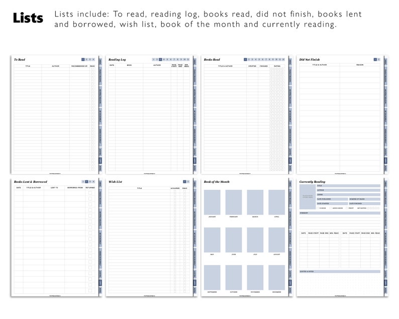 Digital Reading Log, Goodnotes Book Tracker, Digital Book Review ...