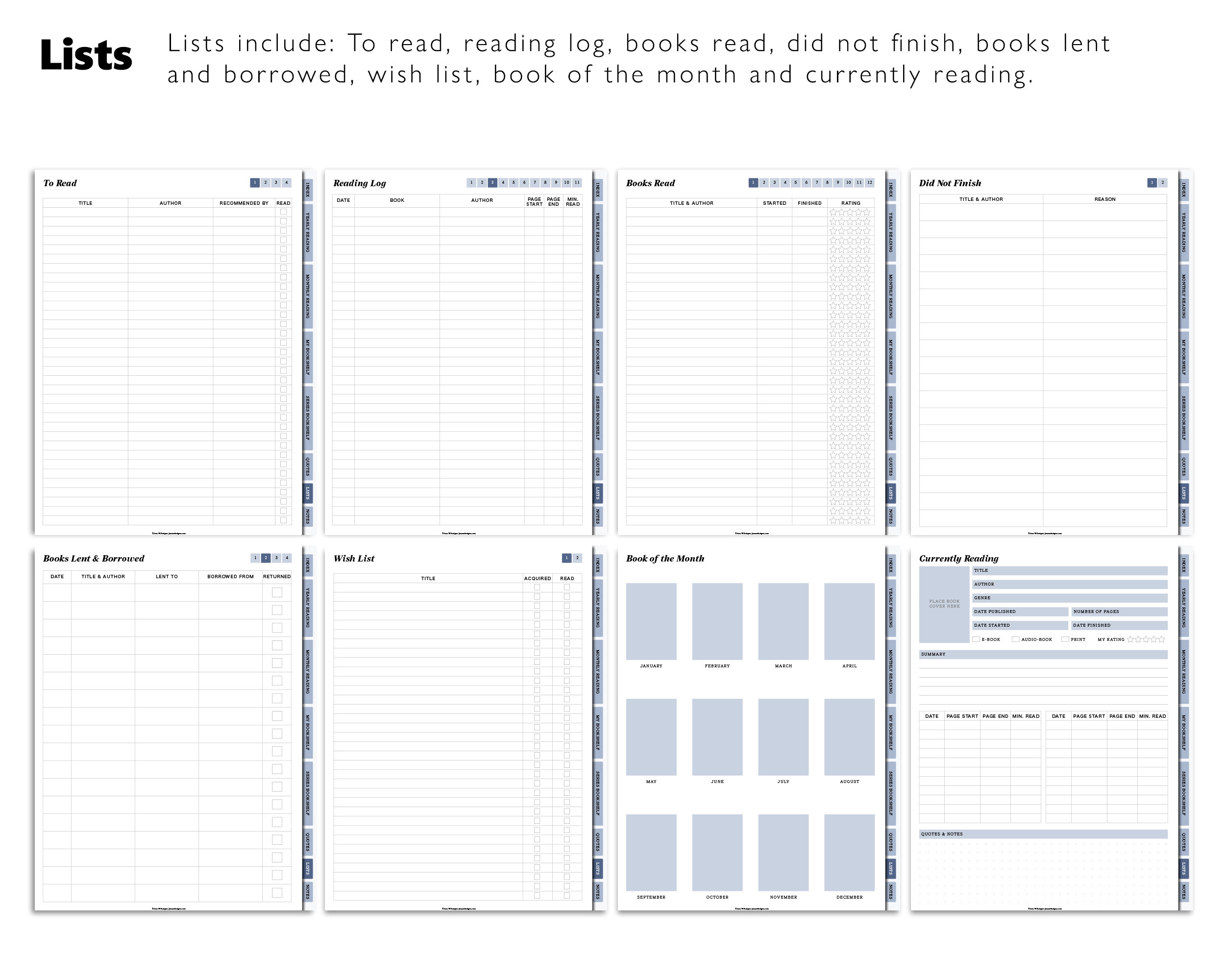 Digital Reading Log, Goodnotes Book Tracker, Digital Book Review ...