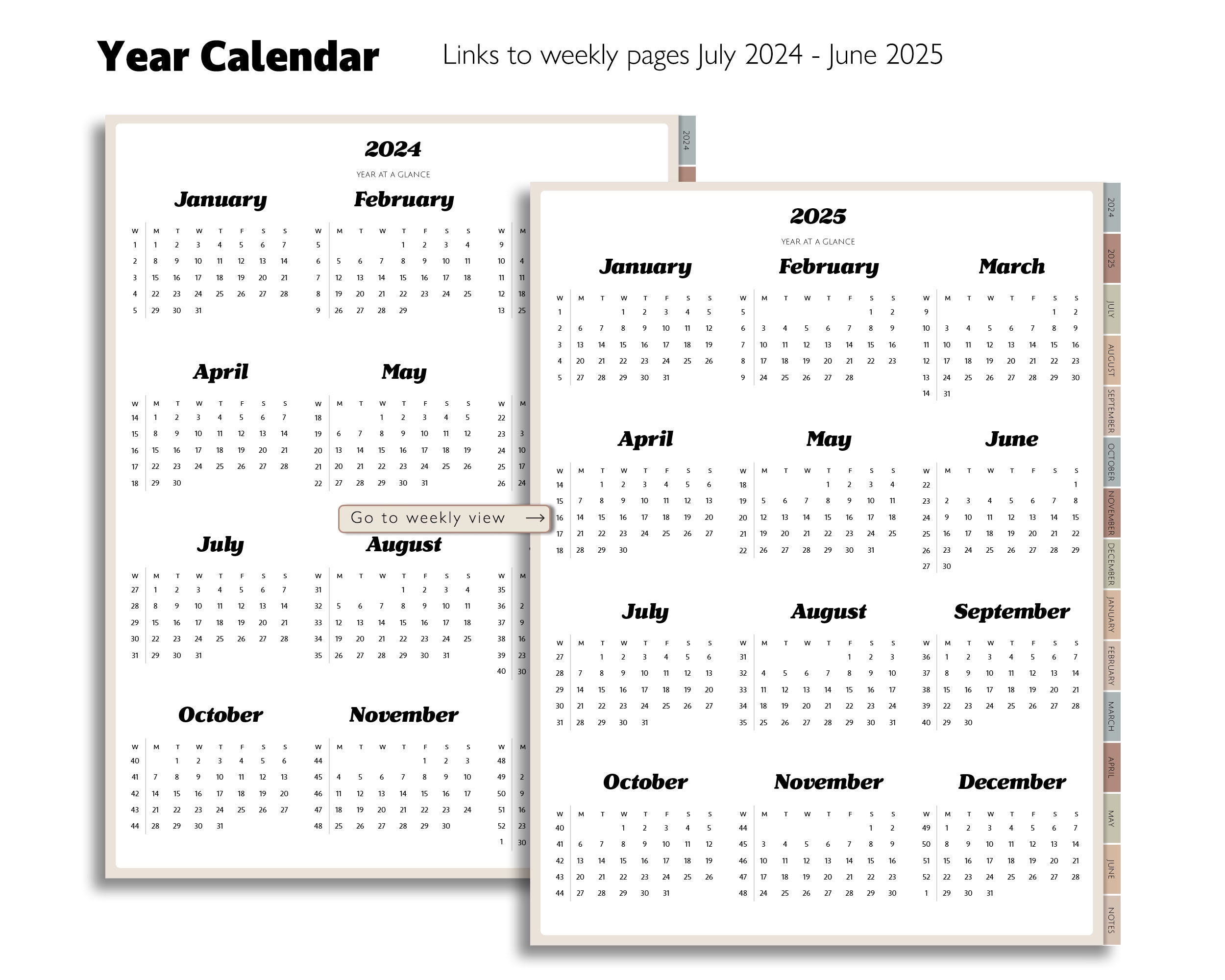 2024 2025 Minimalist Goodnotes Planner, Mid Year Digital Agenda, Dated ...