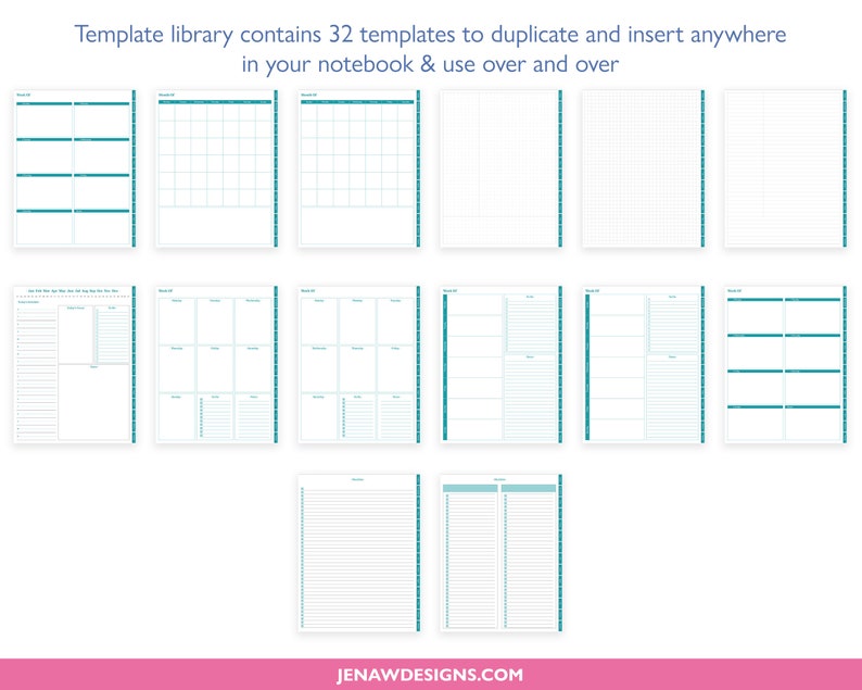 12 Subject Digital Notebook With Tabs, Digital Notebook Bundle ...