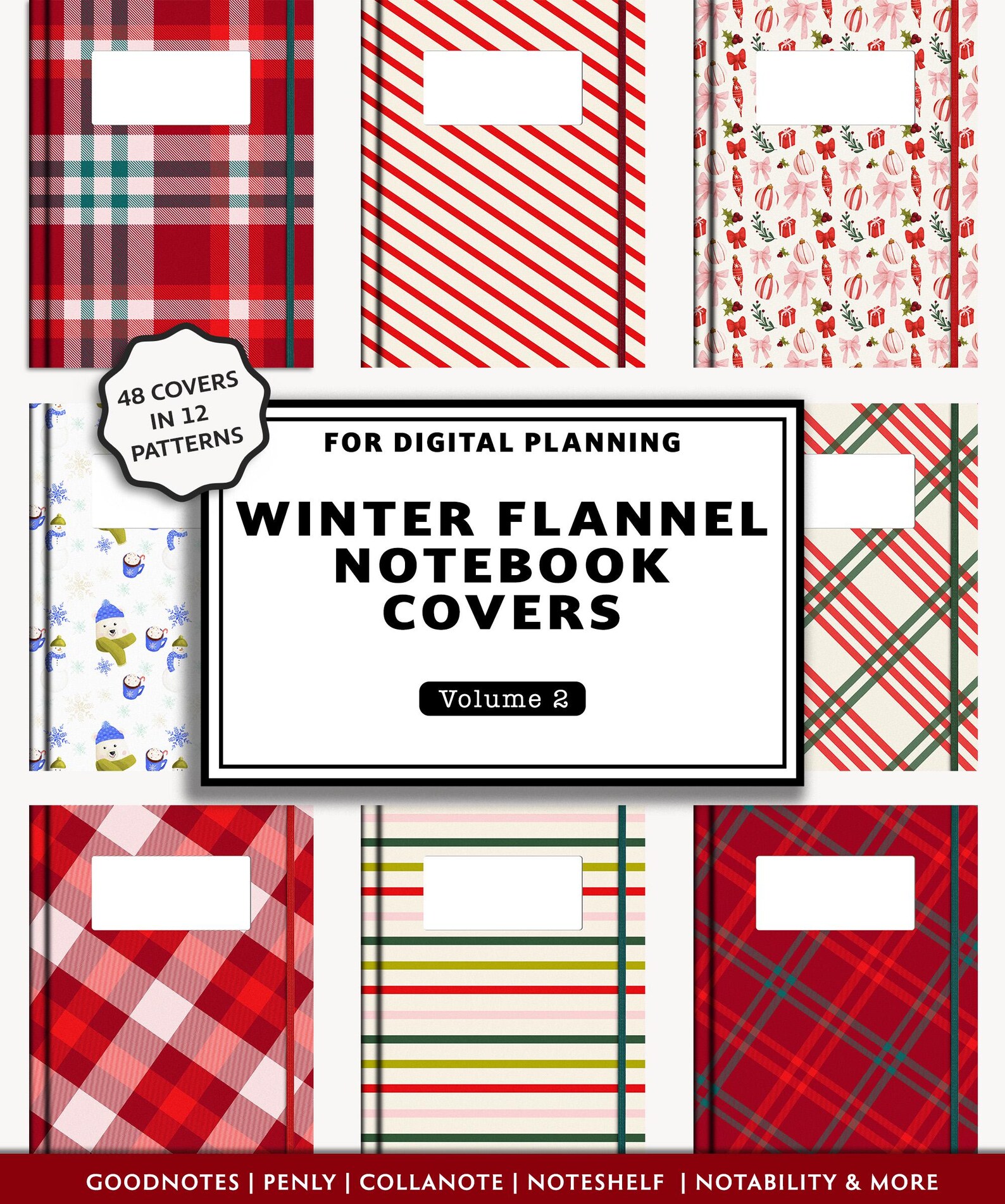 Christmas Digital Planner Covers: Winter Holiday Journal (PDF) - Etsy