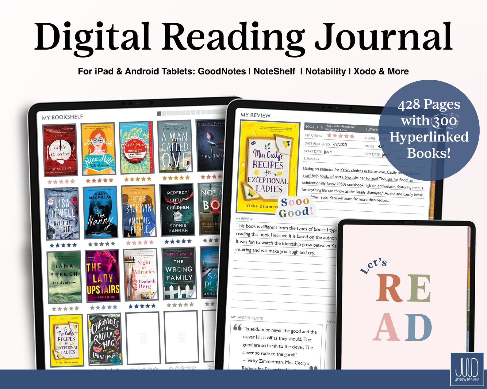 Digital Reading Journal Digital Book Journal for Goodnotes - Etsy