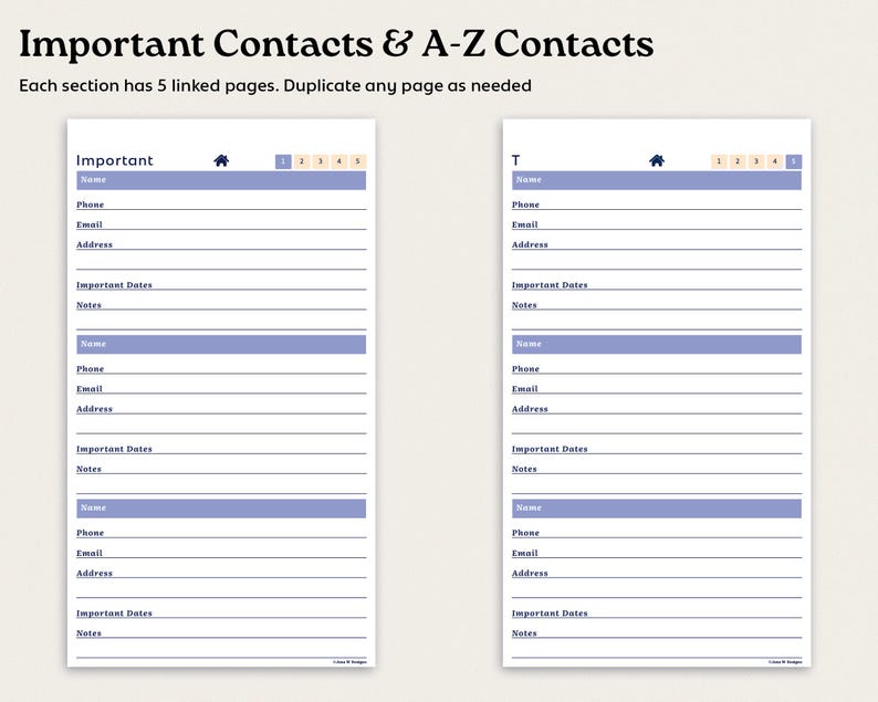Address Book for Remarkable Paper Pro Move: Digital Contact List (PDF ...