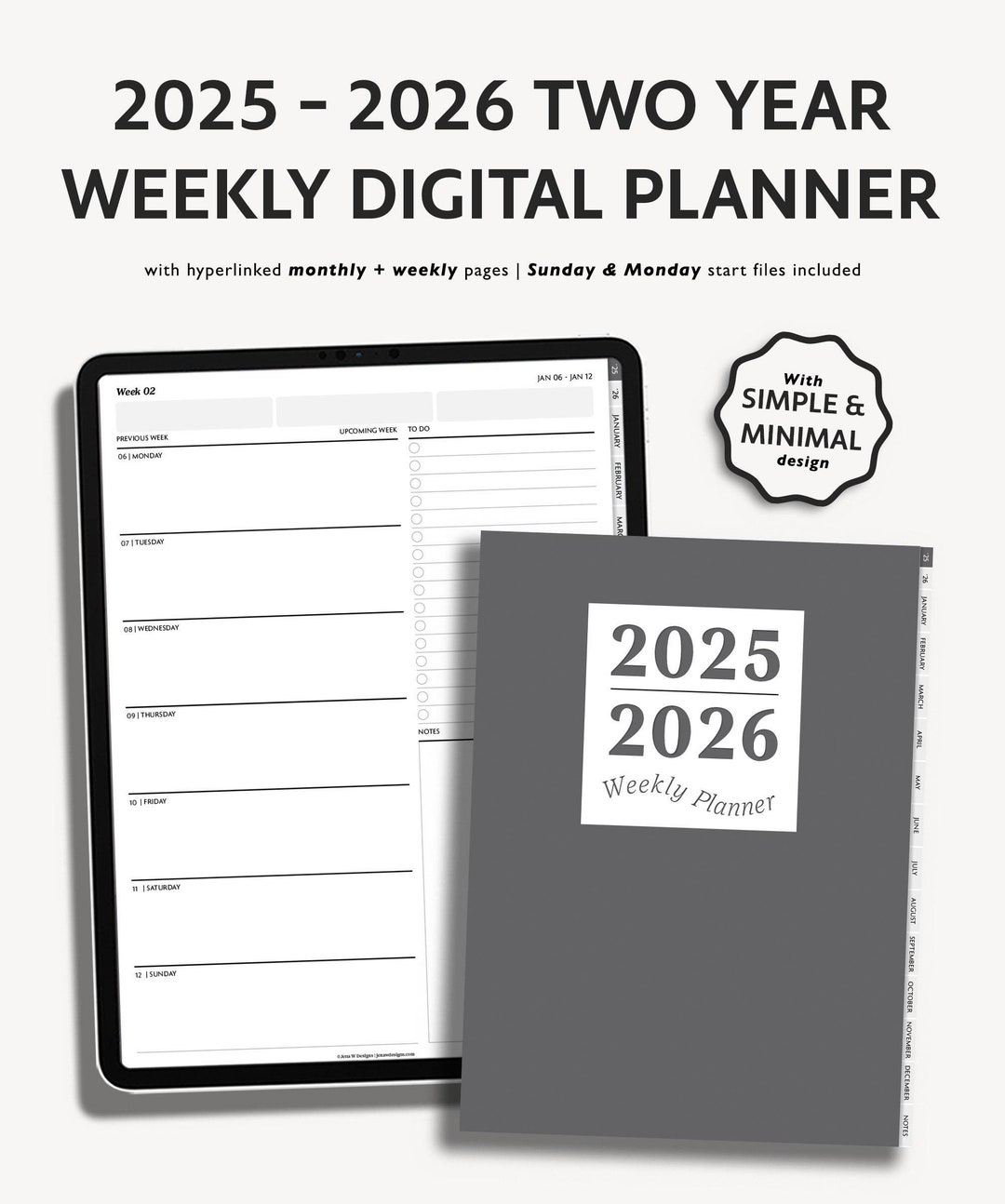 2025 2026 Two-year Weekly Digital Planner for iPad and Android Tablets ...