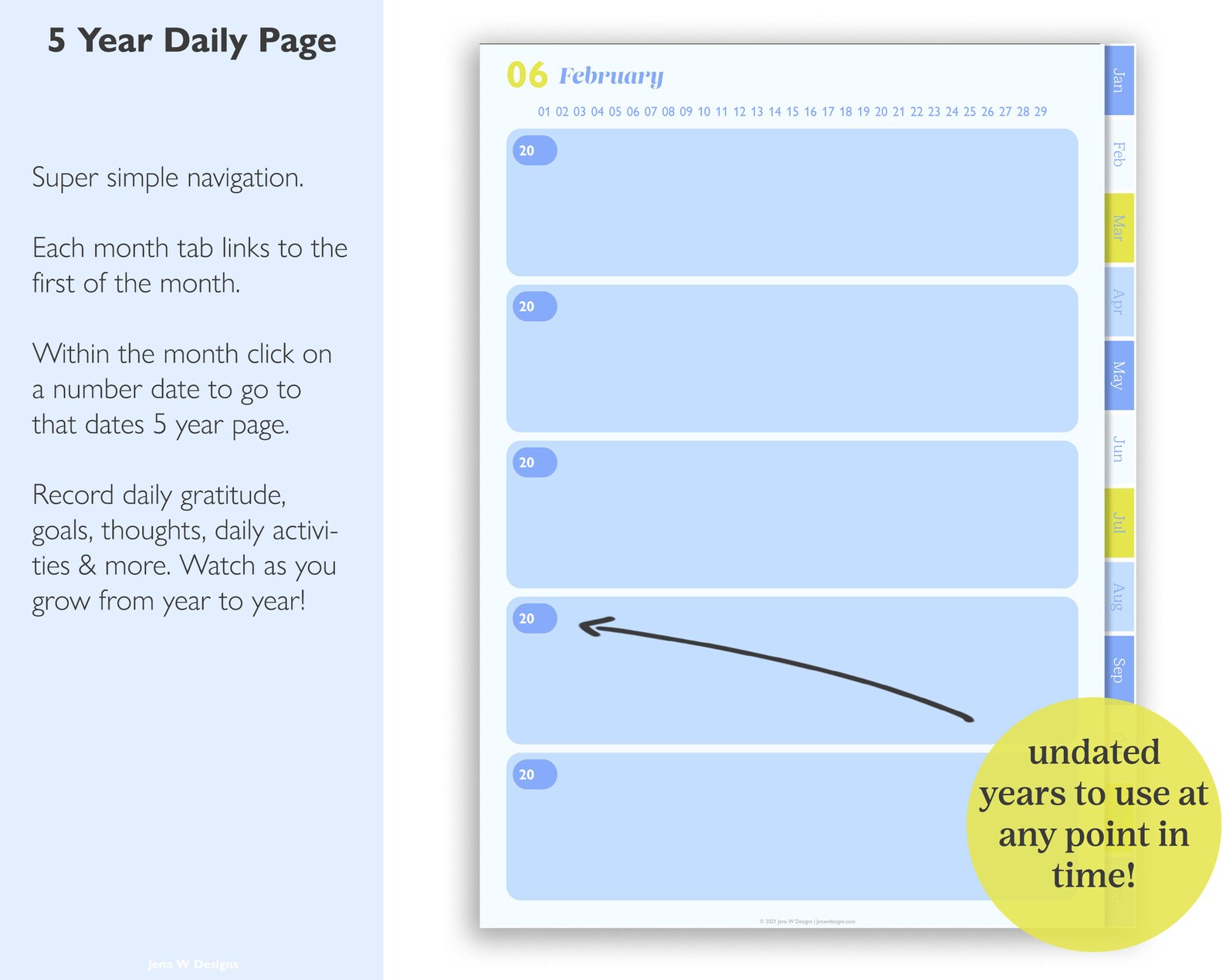 5 Year Daily Digital Journal 365 Daily Journal Hyperlinked - Etsy