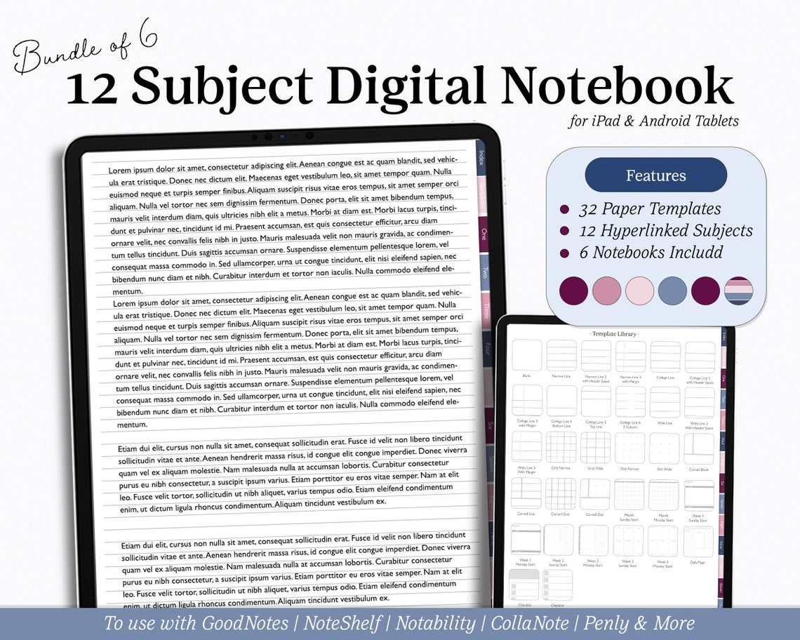 Goodnotes Notebook, Digital Notebook With Tabs, Notebook Bundle ...