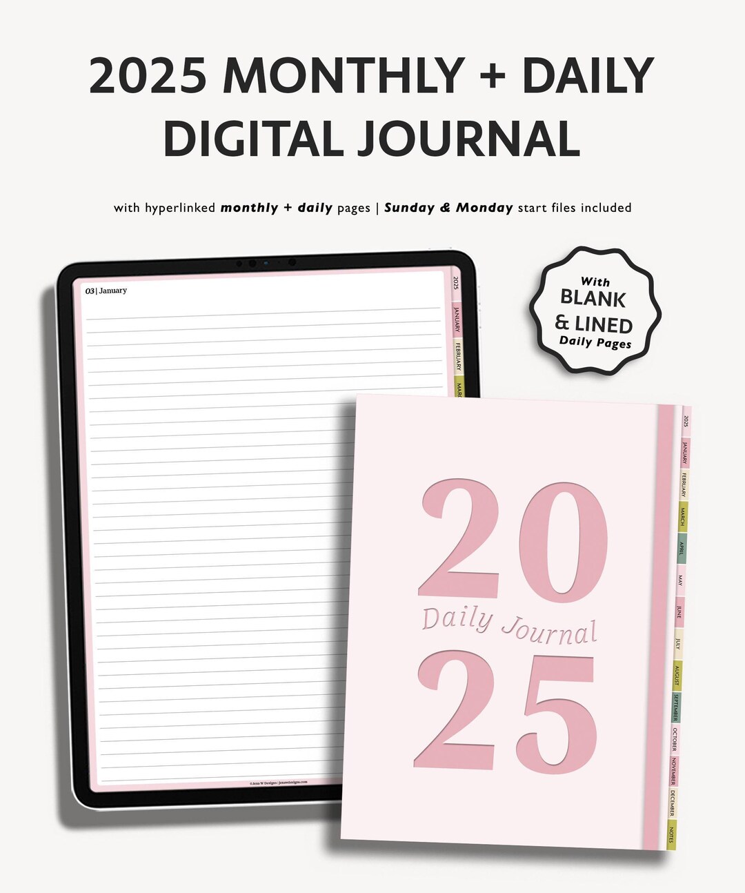 2025 Dated Daily Digital Journal for Goodnotes, Daily Journal for Ipad ...