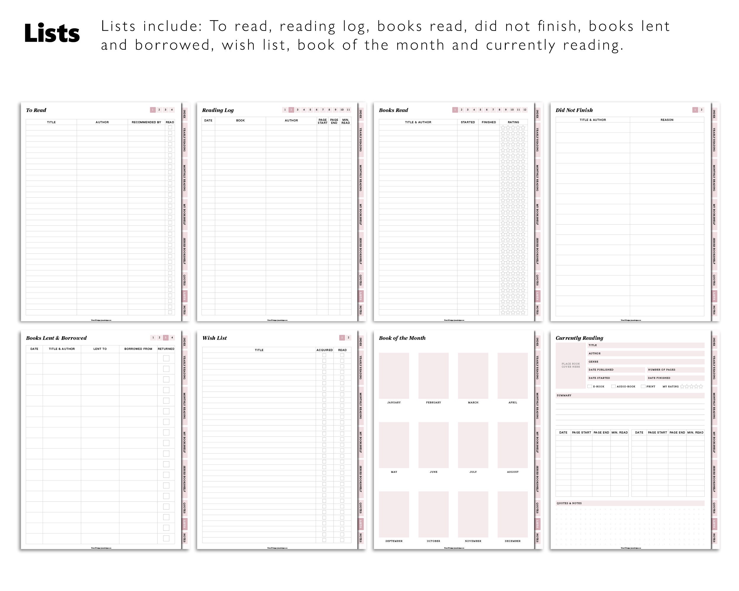 Digital Reading Log, Goodnotes Book Tracker, Digital Book Review ...