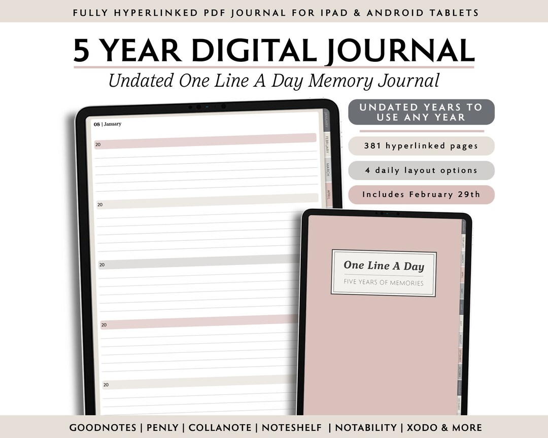 Five Year Daily Digital Journal One Line A Day Journal 365 - Etsy