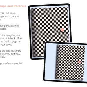 Checkered Digital Notebook Cover, Realistic Digital Cover, Retro iPad ...