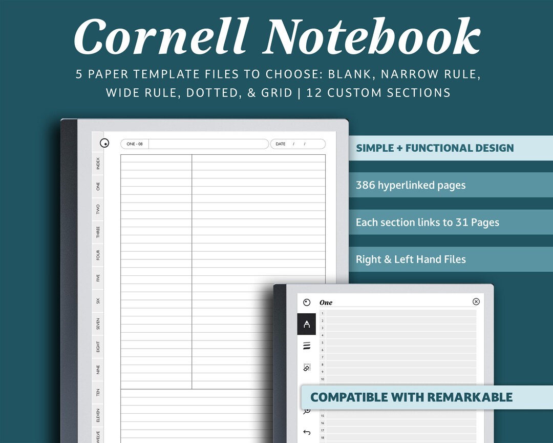 Cornell Digital Notebook for Remarkable 2 (PDF Download) - Etsy
