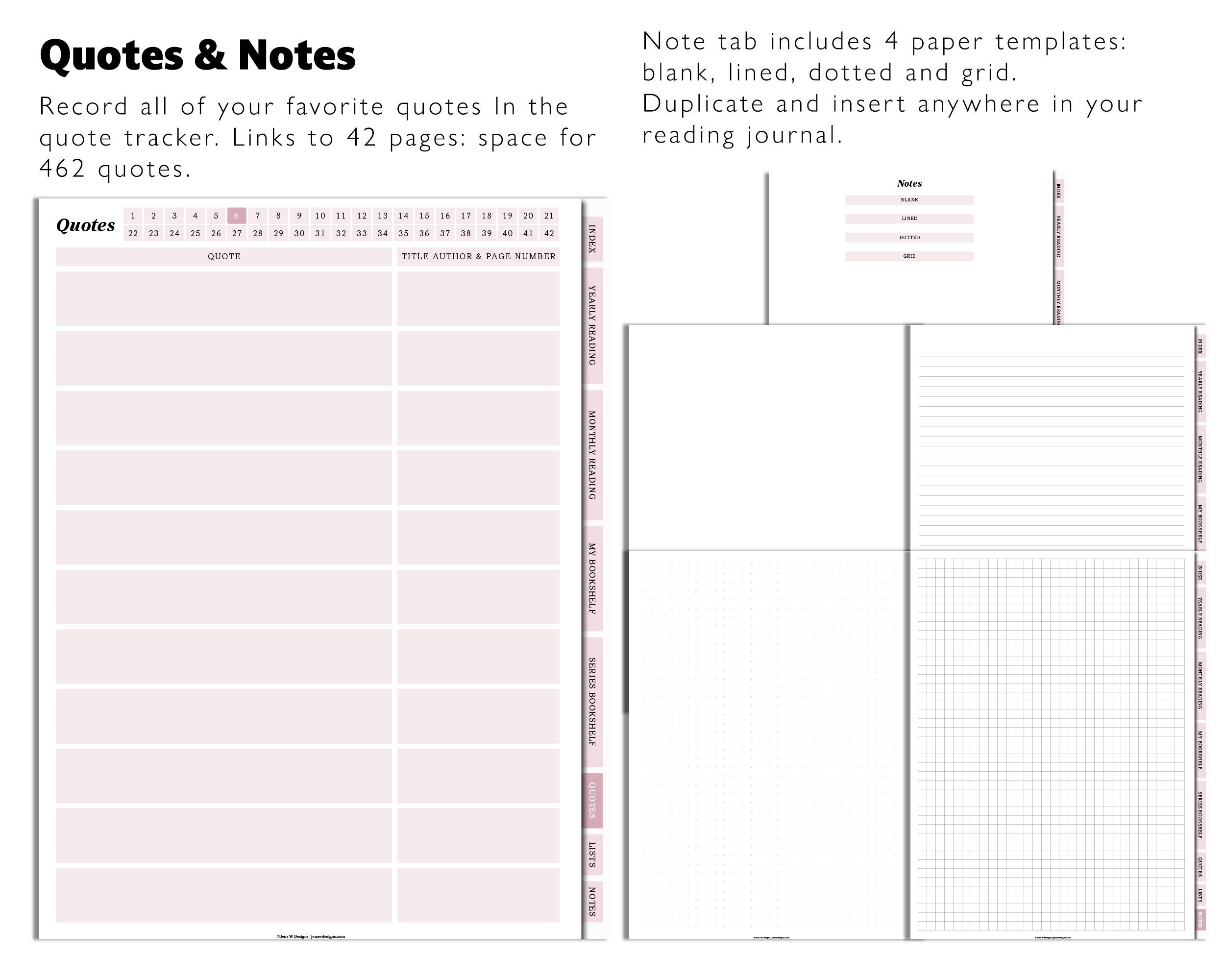 Digital Reading Log, Goodnotes Book Tracker, Digital Book Review ...