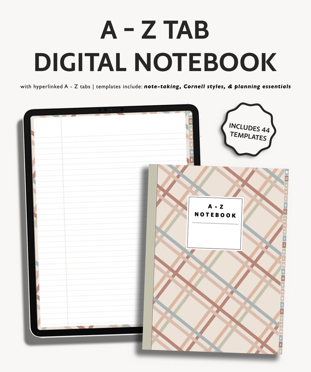 Digital A to Z Notebook, A to Z Tab iPad Notebook, Alphabet Tabs ...