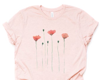 Spring Flowers Tee Cute Watercolor Pink and Purple Flowers - Etsy