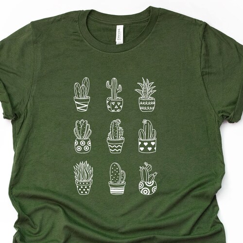 Cactus Tee Super Cute Rows of Cacti Design Premium Bella - Etsy