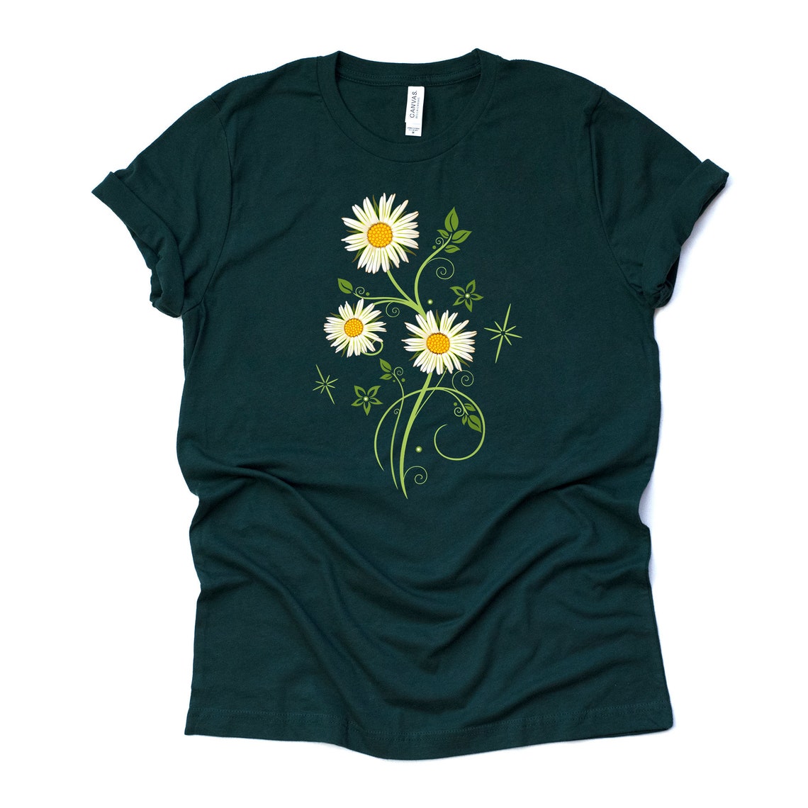 Daisies Shirt Cute Daisy Flowers and Swirls Design on Premium - Etsy