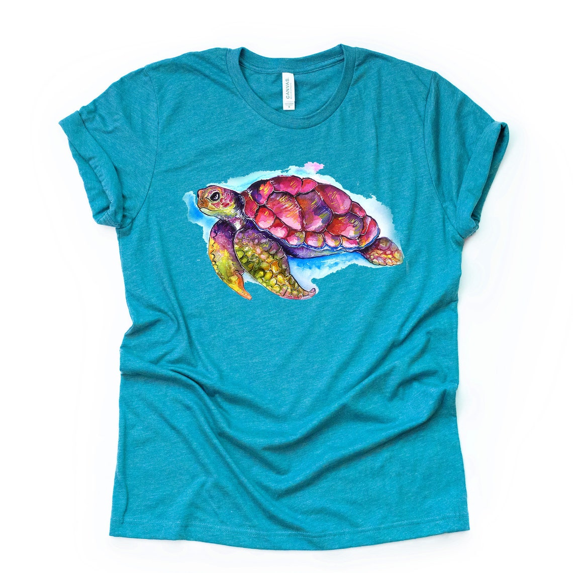 Gorgeous Watercolor Sea Turtle Colorful Sea Turtle Neon Sea | Etsy