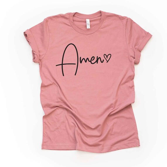 Christian Tee Simple Amen With Small Heart Amen Design - Etsy