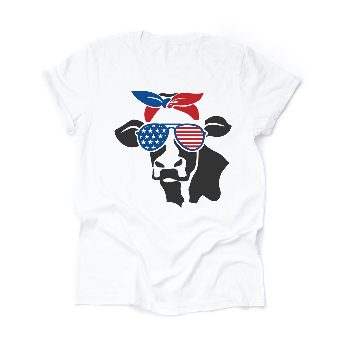 July 4th Cow Red White Blue Patriotic Cow With Bow Design on - Etsy