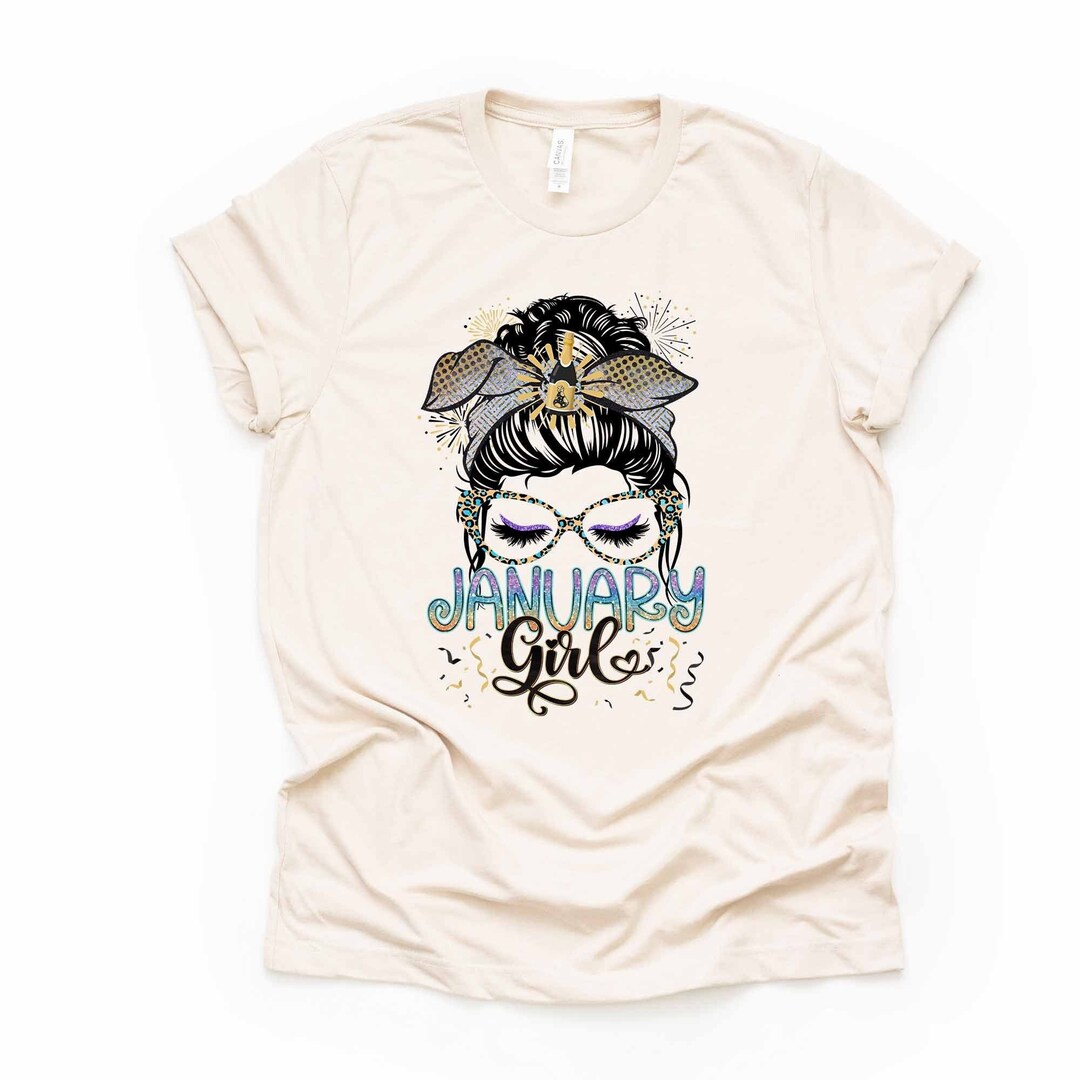 January Birthday Girl, Messy Bun January Birthday Design on Premium ...