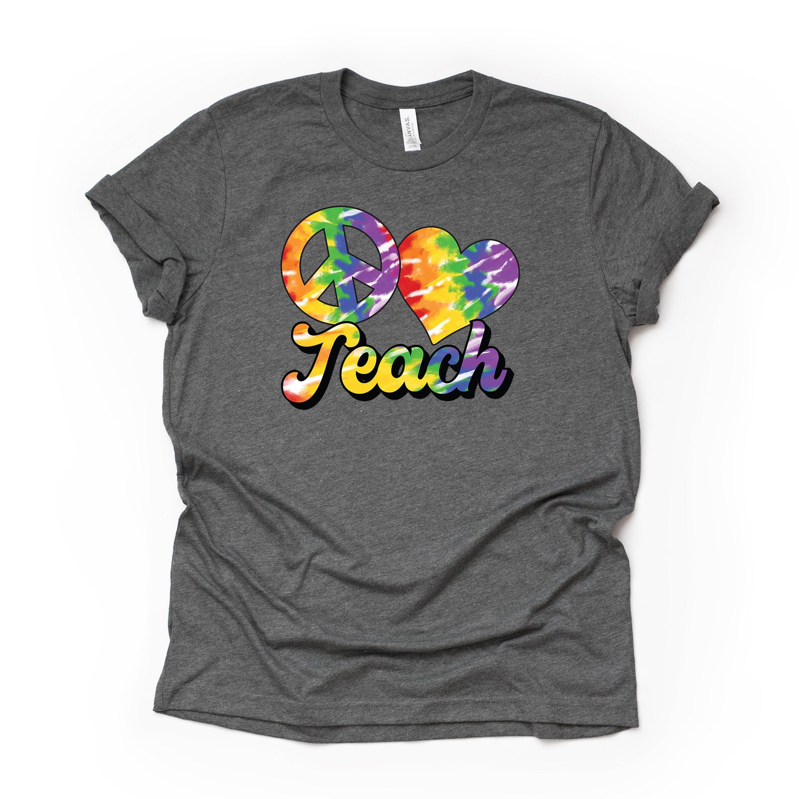 School Teacher Shirt Peace Love Teach Tie Dye Design on - Etsy