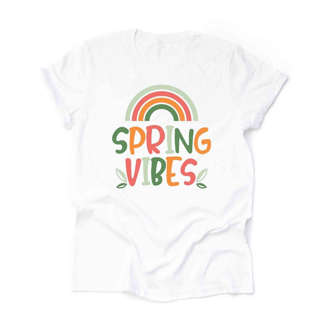 Spring Tee, Cute Spring Vibes With Rainbow, Spring Rainbow on Premium ...