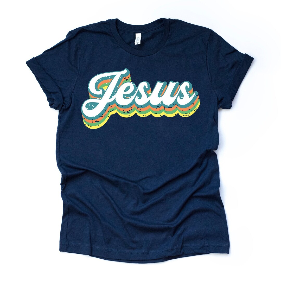 Christian Tee, Cute Retro 70's Style Jesus Print Design on Premium ...