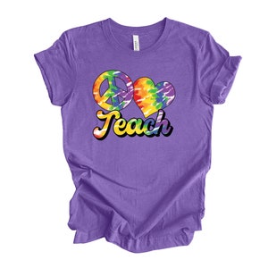 School Teacher Shirt, Peace, Love Teach Tie Dye Design on Premium Bella ...