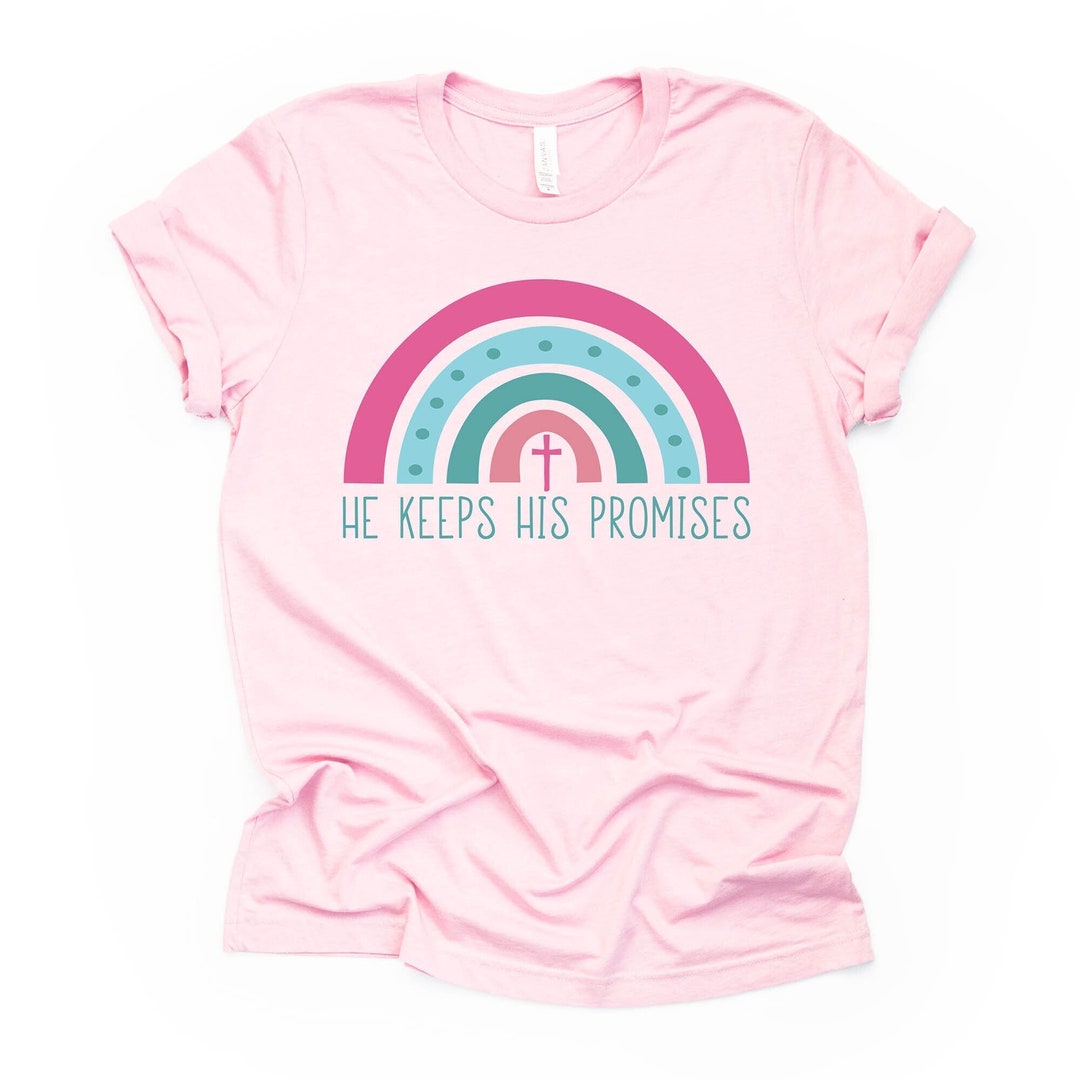 Christian Tee, He Keeps His Promises, God Promises, Rainbow Design ...