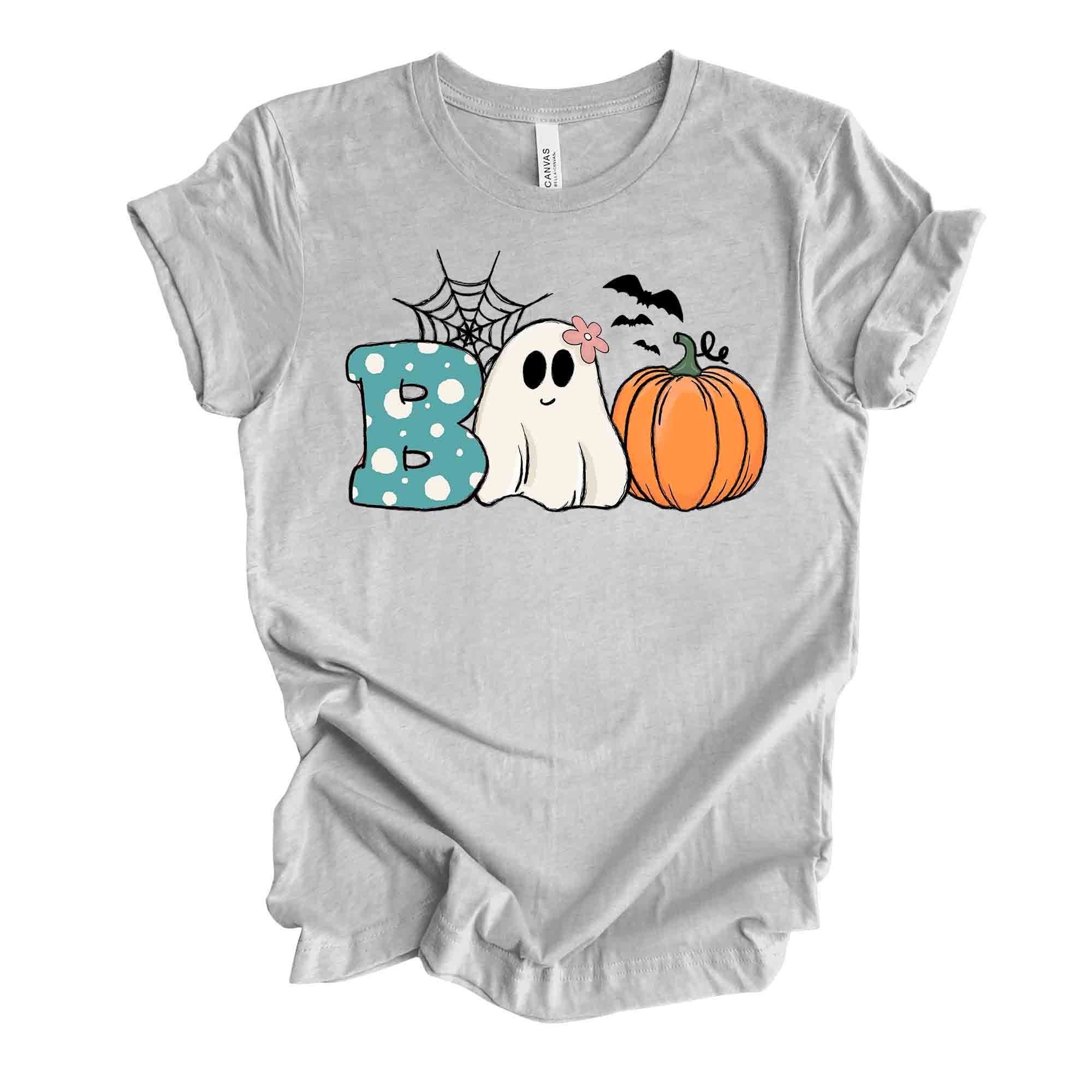 Halloween Shirt Super Fun BOO With Ghost and Pumpkin Design - Etsy
