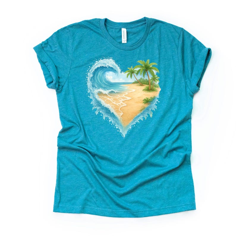 Heart-shaped Ocean Beach Shirt: Palm Tree Vacation Tee - Etsy